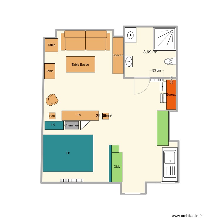 Me Home New - Plan 2 pièces 29 m2 dessiné par supertonton