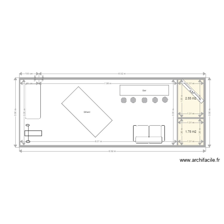 Sous Sol Billard - Plan dessiné par Lyne...