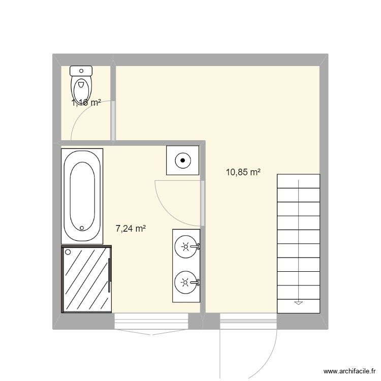 SDB - Plan 3 pièces 19 m2 dessiné par ann2b