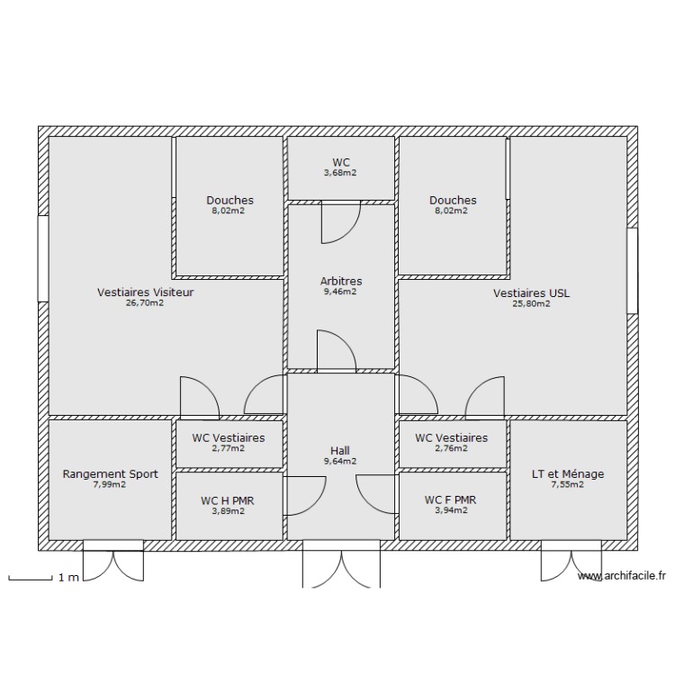 Plan – Vestiaires RdC – Par leousl ️ | ArchiFacile