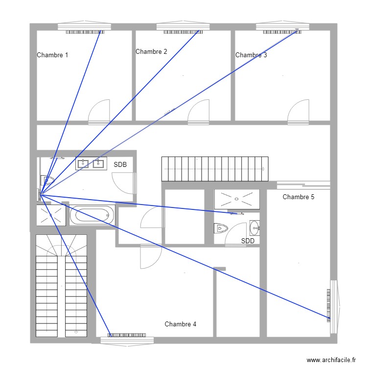 Plan chauffage 1er - Plan dessiné par TfeGang