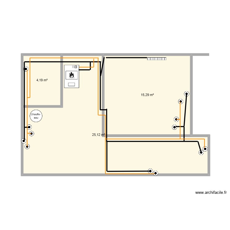 Chauffage - Plan 3 pièces 45 m2 dessiné par Thomas3175