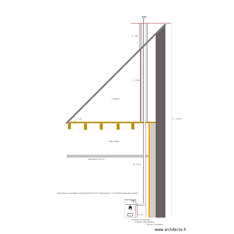 Cheminée Camille - Plan dessiné par D²