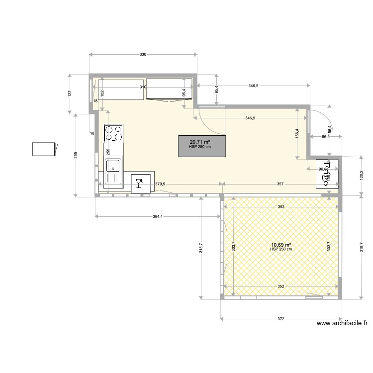 Cuisine Boule - Plan dessiné par MarieB1984