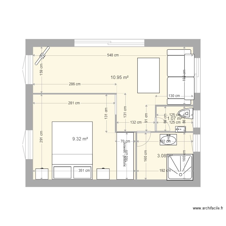 studio 20m2 - Plan dessiné par 44800