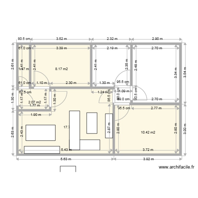plan avec cotes et canape finale - Plan dessiné par oliv003