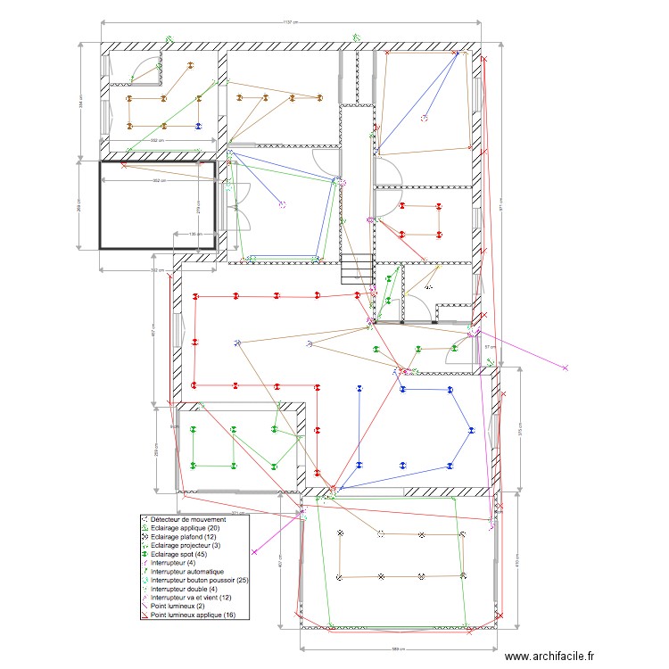 PLAN ECLAIRAGE MAISON - Plan dessiné par NATHAN42