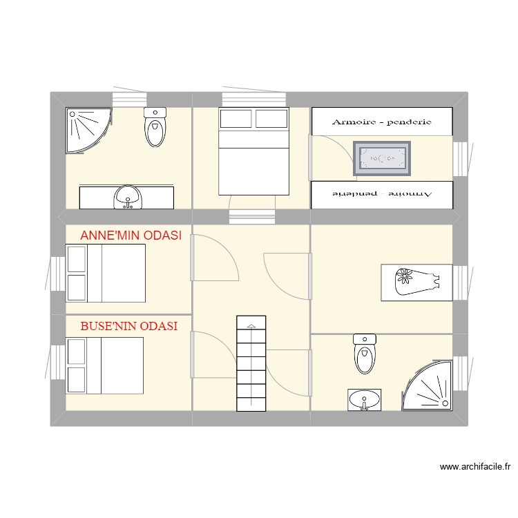 Rez de chaussée - Plan 7 pièces 33 m2 dessiné par BUSRA BILIK