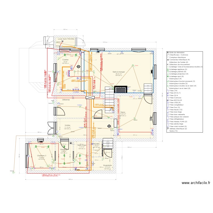 RDC ELEC NOUVELLE - Plan dessiné par Dugomier