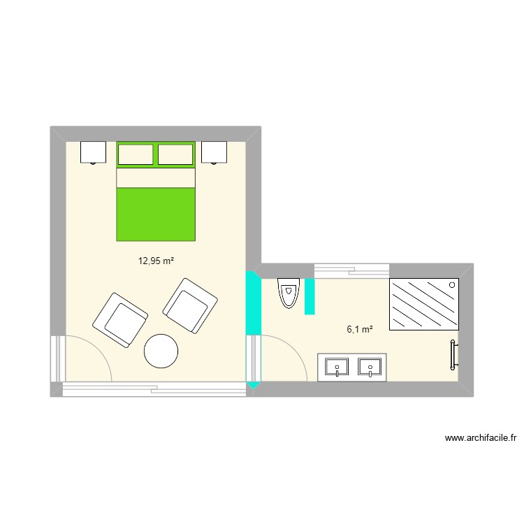 chambre double - Plan dessiné par aventurier hotel