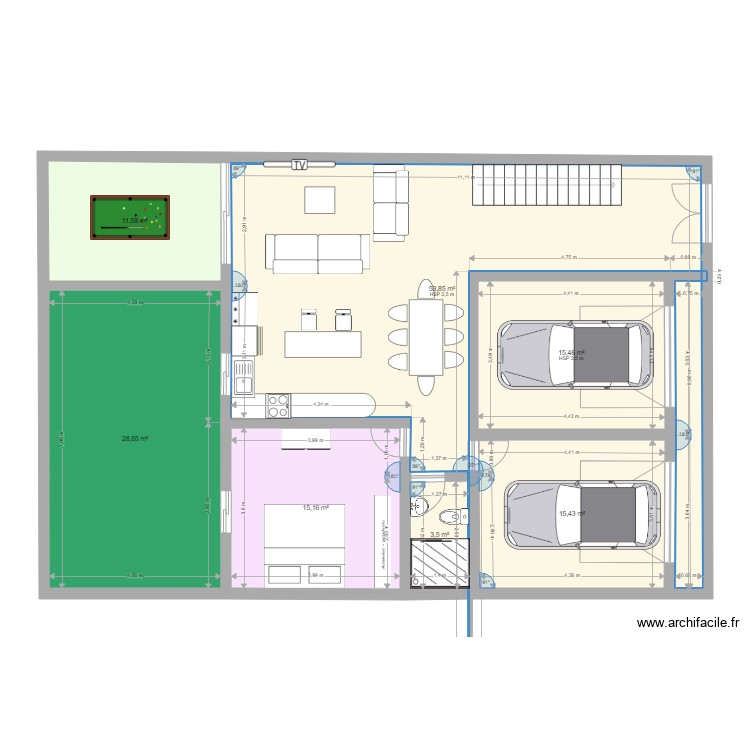 plan2 - Plan 7 pièces 144 m2 dessiné par Cher Ait