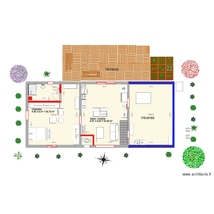 ANNEXE RDC - Plan 3 pièces 99 m2 dessiné par DENISMF