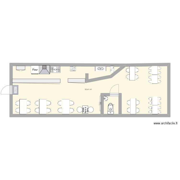 resto - Plan 2 pièces 58 m2 dessiné par 2pak