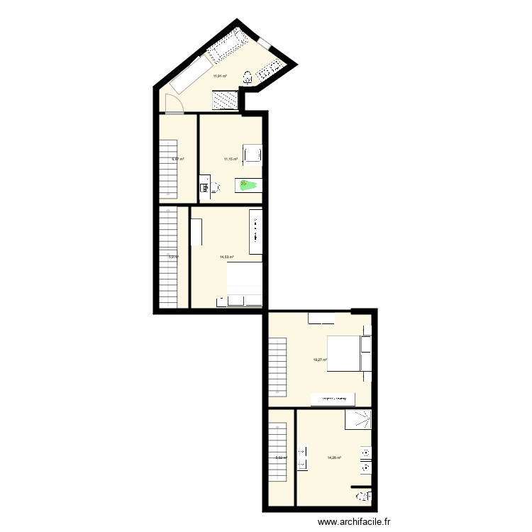 maison - Plan 8 pièces 89 m2 dessiné par Pheno6020