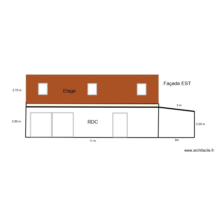 Plan de façade (EST) - Plan dessiné par L2ON