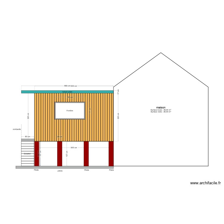 vue de coté (plan profondeur) maison segré - Plan dessiné par jeanne ...
