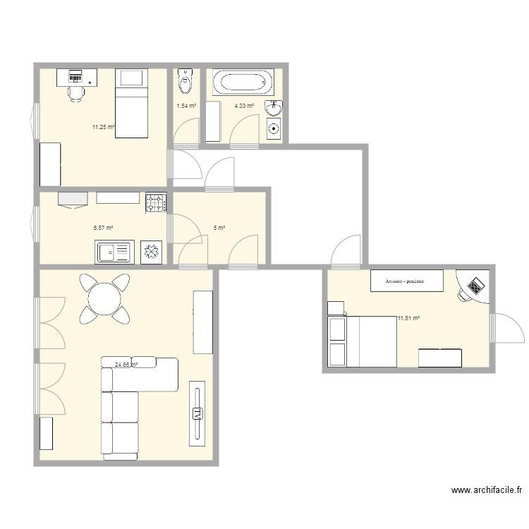 Plan – appartement 70m2 – Par imad75 ️ | ArchiFacile