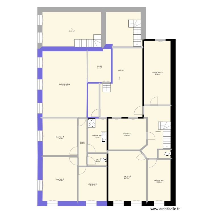 1 étage projet 2 avec cotation - Plan dessiné par d0m51