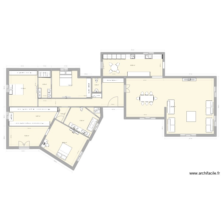 PLAN LA FERME DEFINITIF - Plan 13 pièces 221 m2 dessiné par daniel...