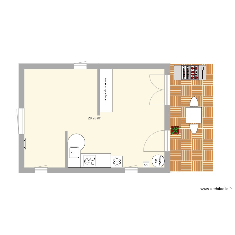 Studio 30m2 - Plan 1 pièce 29 m2 dessiné par sandrinelu