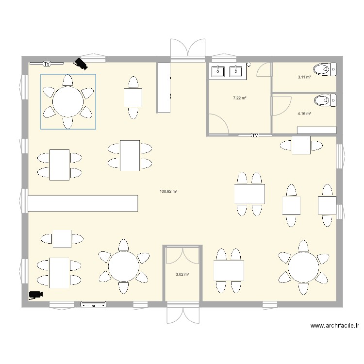 salle de restaurant - Plan dessiné par aline1407