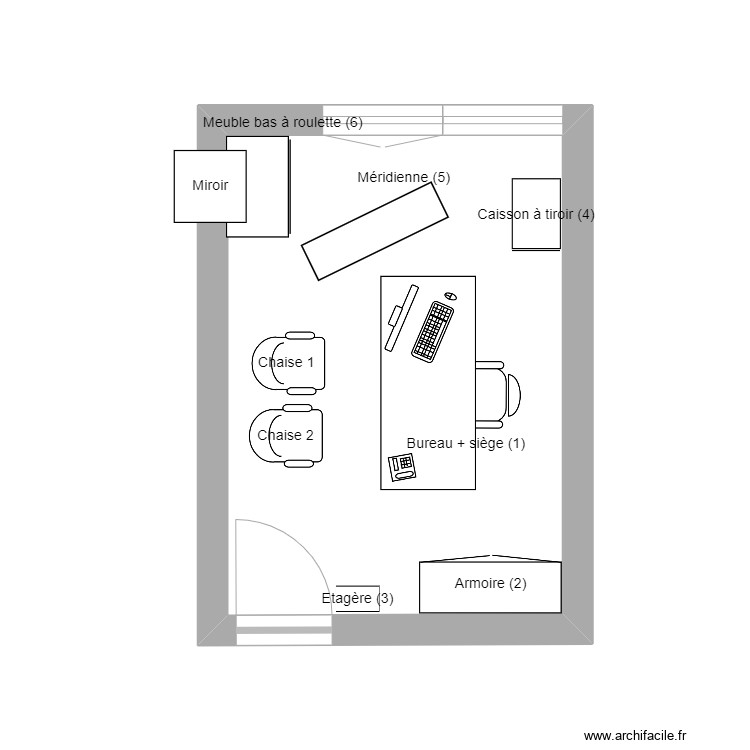 Bureau B4 - Plan 1 pièce 11 m2 dessiné par JamJaf
