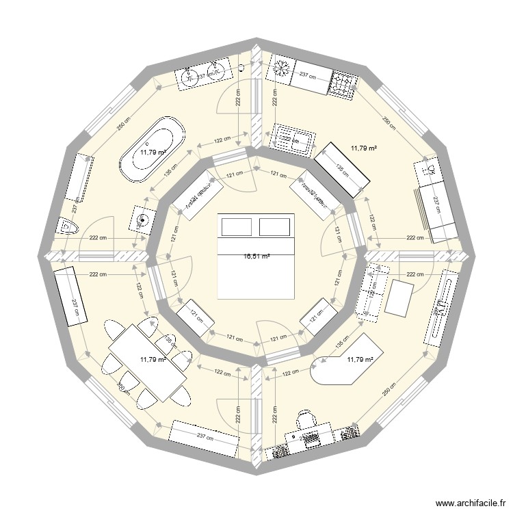 hexa men - Plan 5 pièces 64 m2 dessiné par Chogal