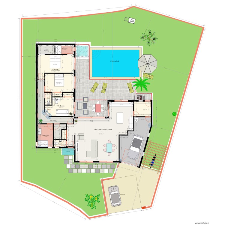 Lisle 30122017 avec cloture et implantation - Plan dessiné par Thierry H