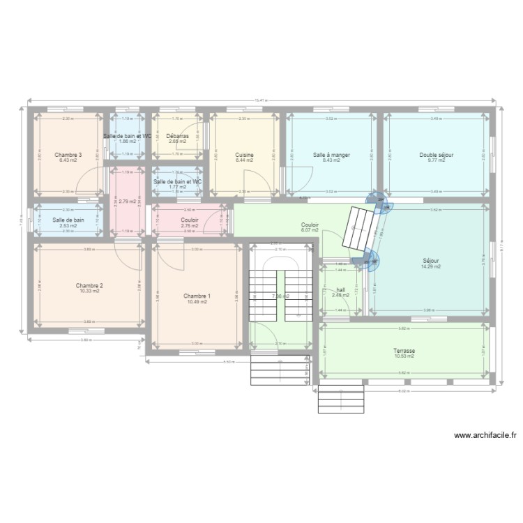 VUE EN PLAN 1 - Plan dessiné par architecteprogab