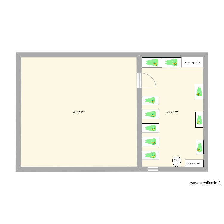 plan TFE - Plan 2 pièces 60 m2 dessiné par Laurine2005