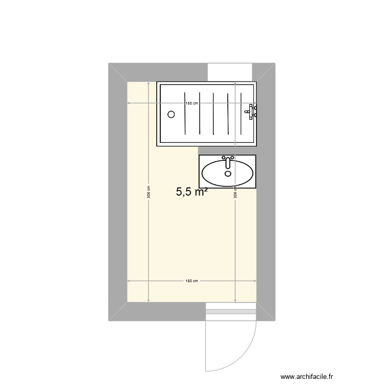 SDB SAINT PIERRE - Plan 1 pièce 6 m2 dessiné par imhotep35