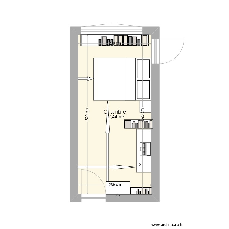 Chambre Ewen - Plan 1 pièce 12 m2 dessiné par jollt