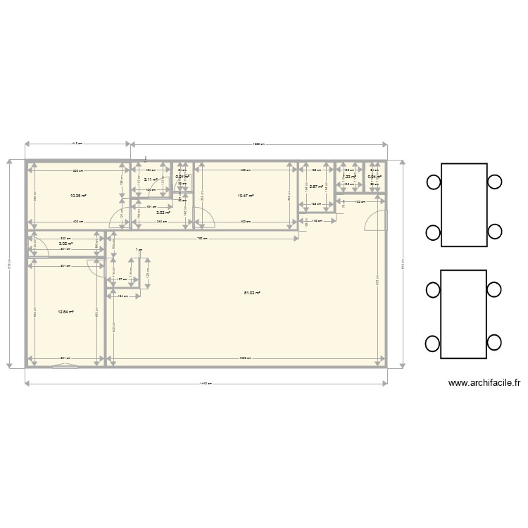 plan maison rectangle 1 - Plan dessiné par Arnaud3377
