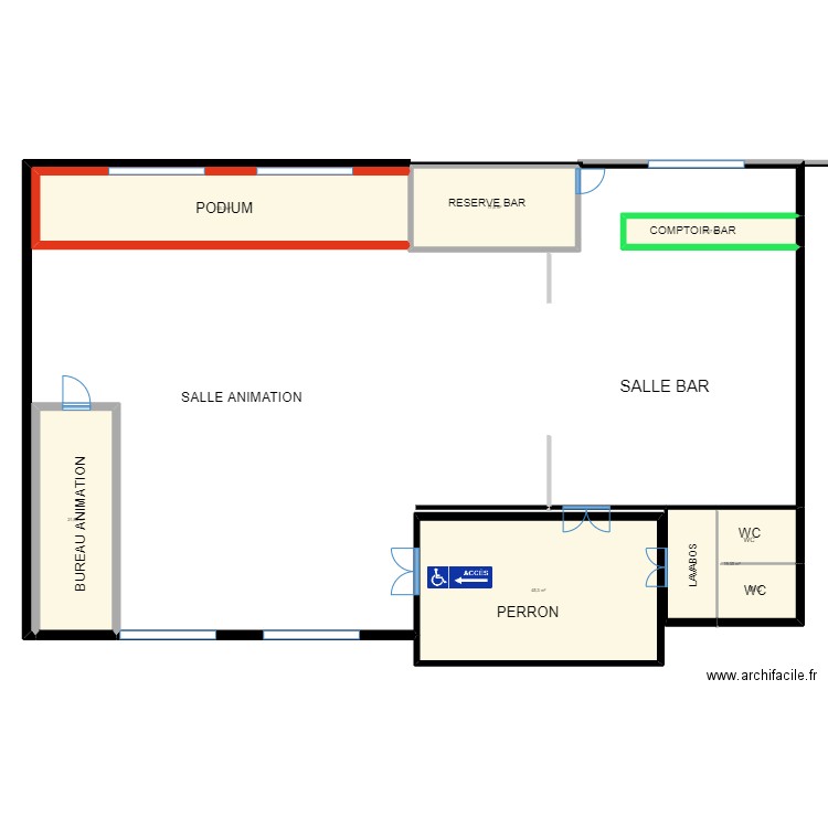 NOUVELLE SALLE ANIMATION - Plan 6 pièces 143 m2 dessiné par MOUS53