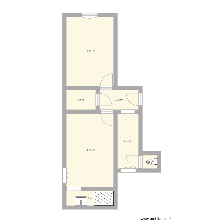 15 Philippe Auguste - Plan 7 pièces 43 m2 dessiné par benjemoul