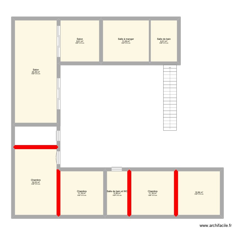 Patio Menzel Jemil - Plan 9 pièces 108 m2 dessiné par JLF72