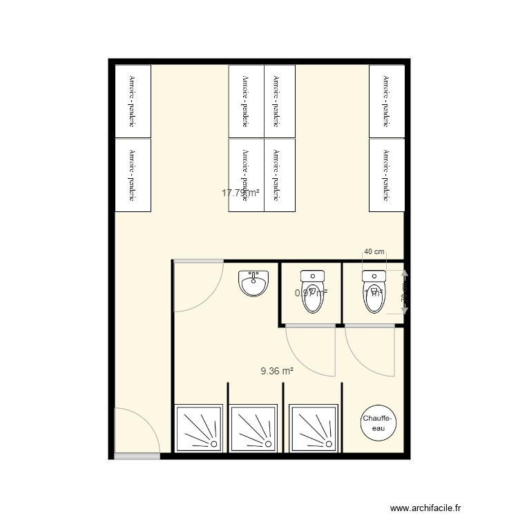 Plan – vestiaire femmes CS Val du Lys – Par caserne Monts ️ | ArchiFacile