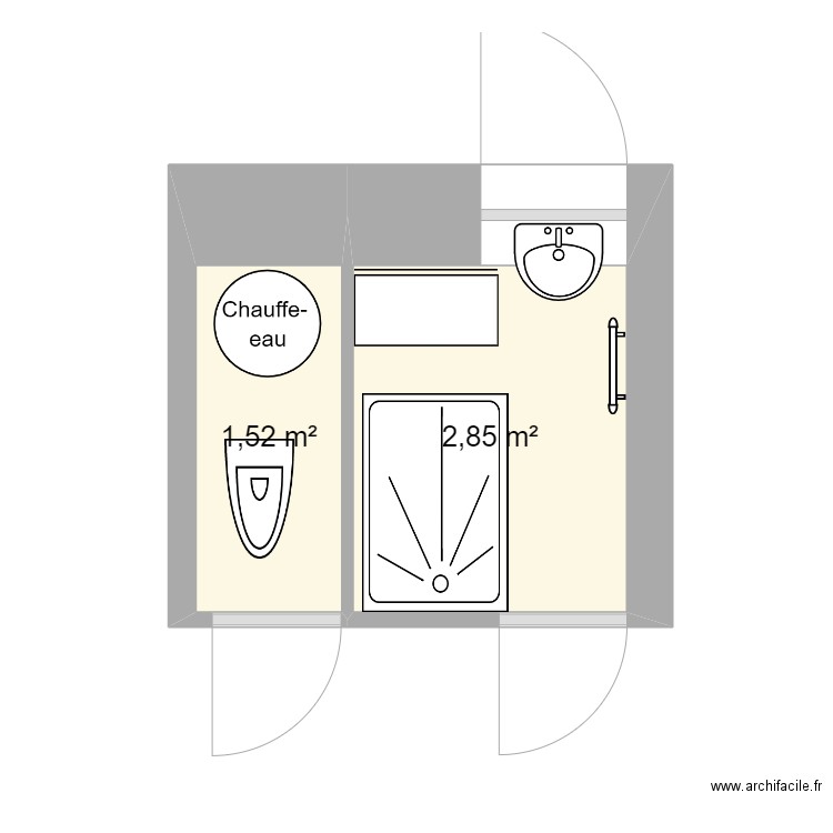 salle de bains wc - Plan 2 pièces 4 m2 dessiné par charly26