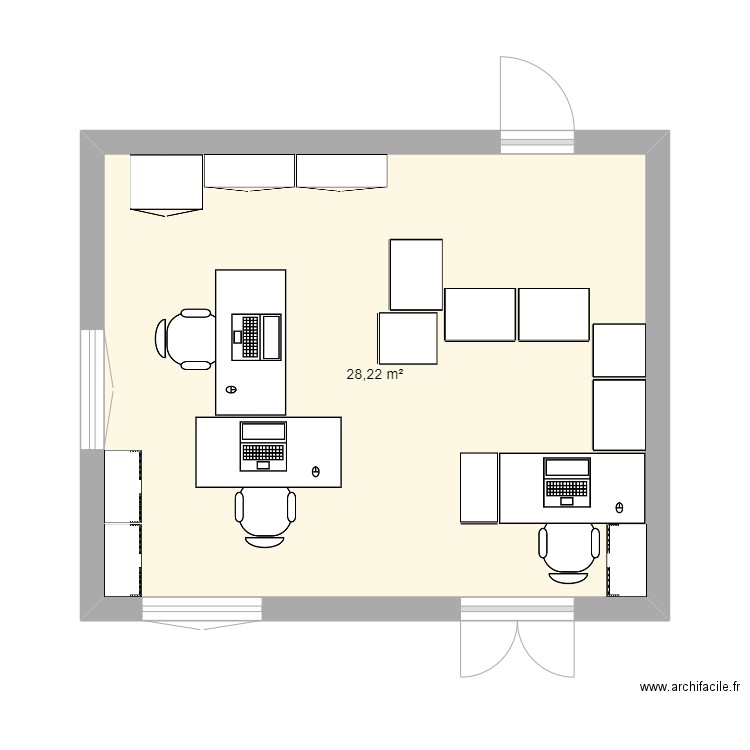 Bureau actuel - Plan dessiné par CH prév