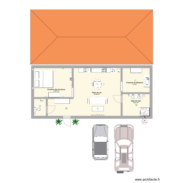 Plan conteneurs - Plan 4 pièces 57 m2 dessiné par laesteph974