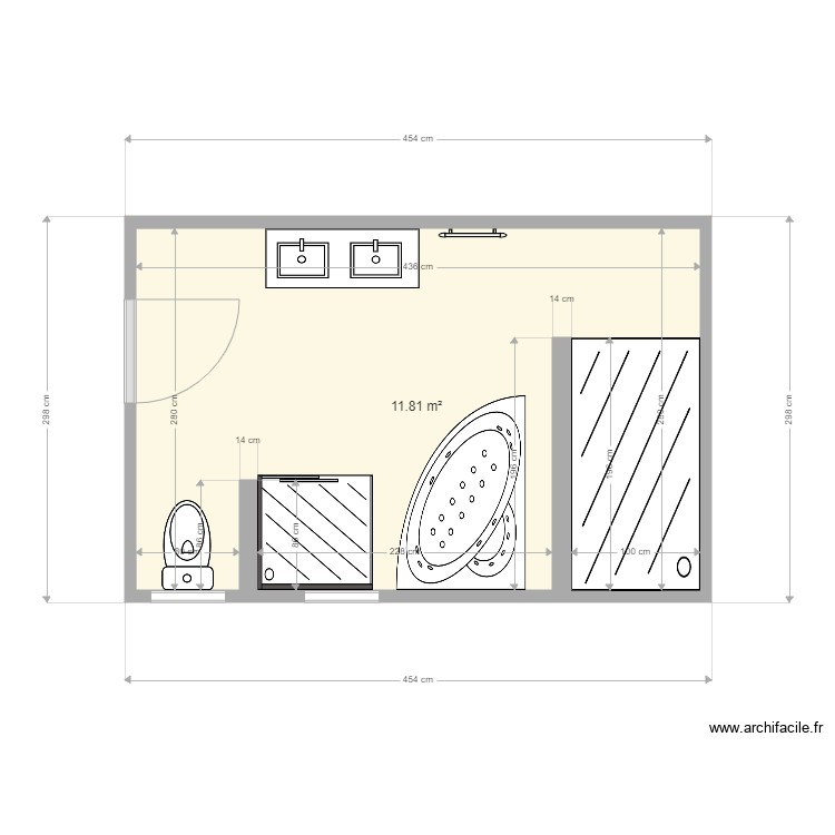 salle de bain - Plan 1 pièce 12 m2 dessiné par RekOsi