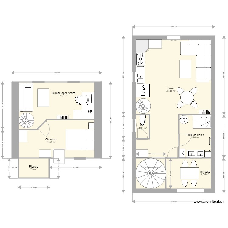 Loft - Plan 8 pièces 76 m2 dessiné par naili34