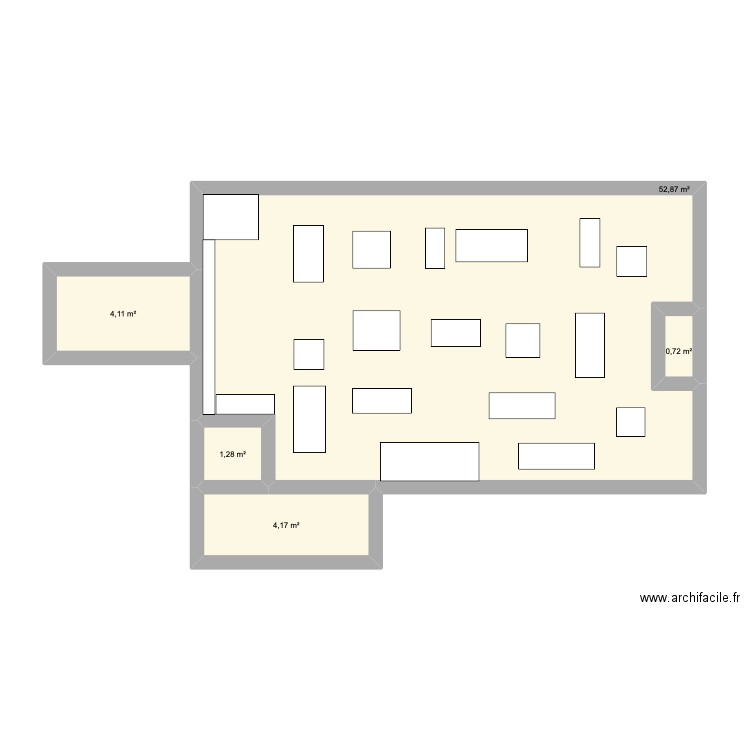 plan cache cache - Plan 5 pièces 63 m2 dessiné par alyssarjk