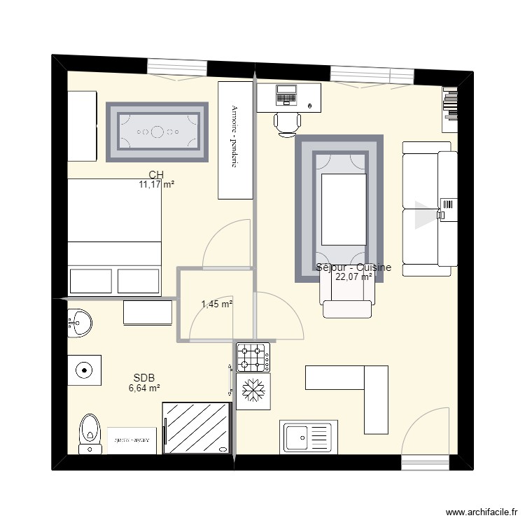 Appart - Plan 4 pièces 41 m2 dessiné par Ju-link