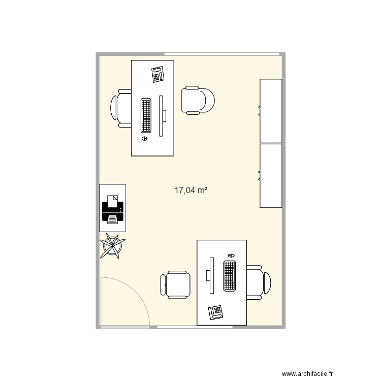 Bureau - V3 avec bureau chef - Plan 1 pièce 17 m2 dessiné par Jerem5672