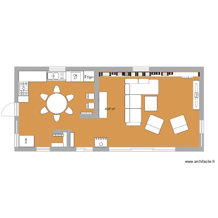 projet Pays Basque - Plan 1 pièce 49 m2 dessiné par F1V