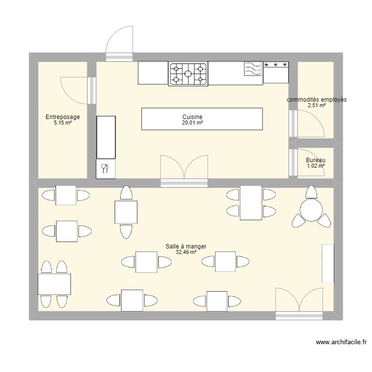 Plan – Restaurant – Par milla coutanceau ️ | ArchiFacile