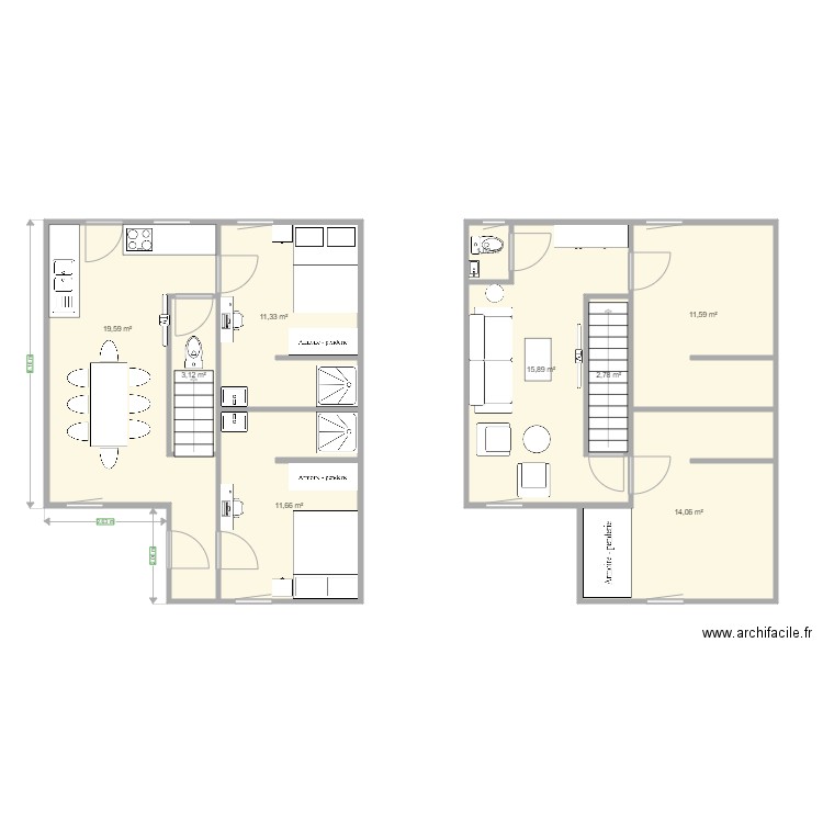 Plans Bondy 1 - Plan 9 pièces 91 m2 dessiné par BigT