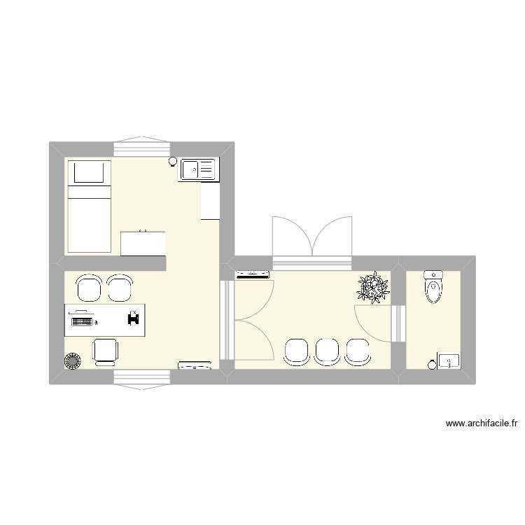 Exemple d'un lot type - Plan 3 pièces 16 m2 dessiné par emmamonin