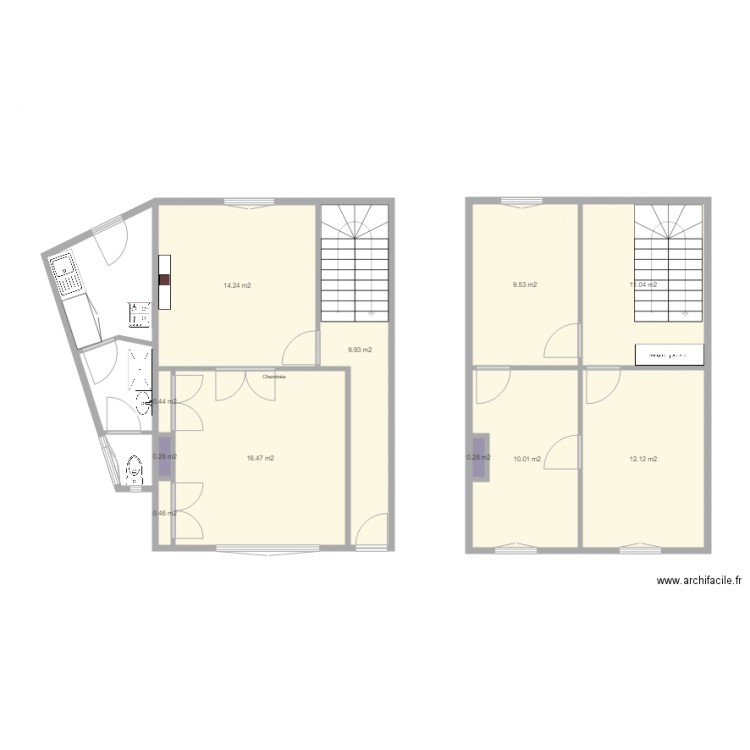 RDC étage - Plan dessiné par ludof59210